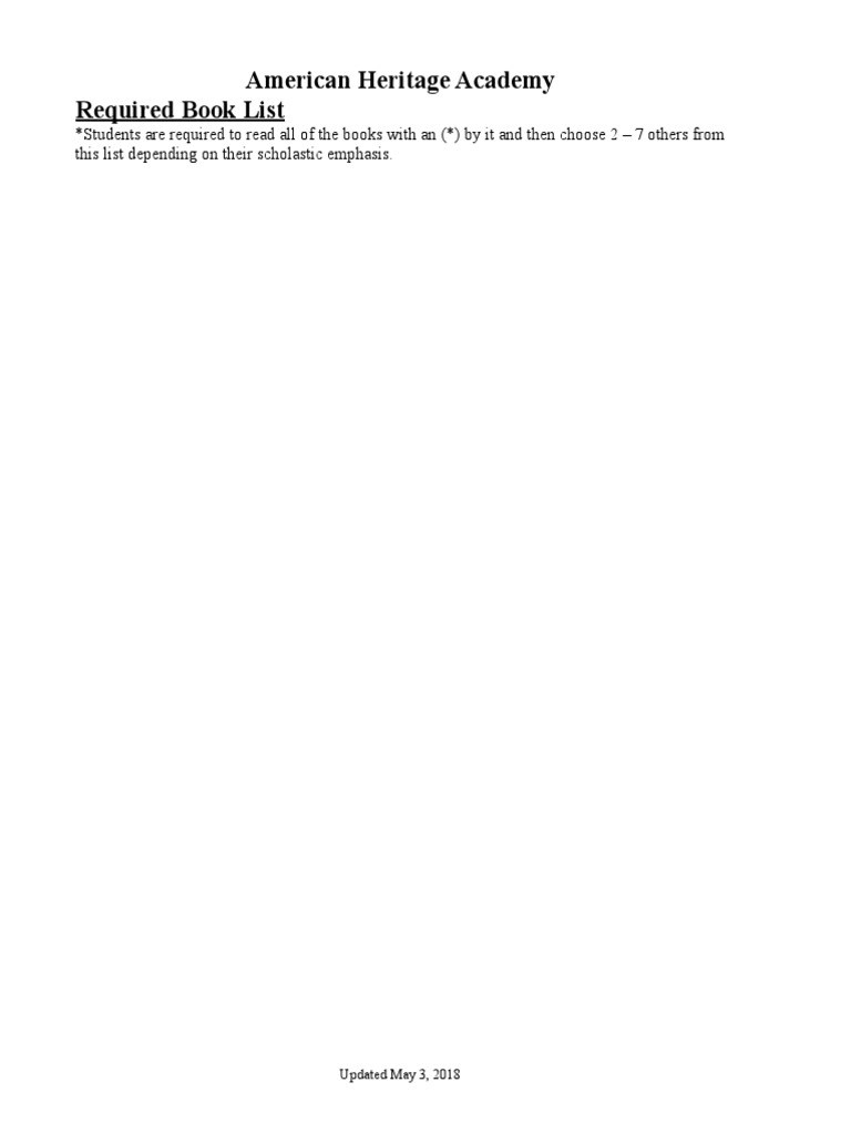 Approved Required Book List Revised 10-05 | PDF | Thomas Jefferson ...