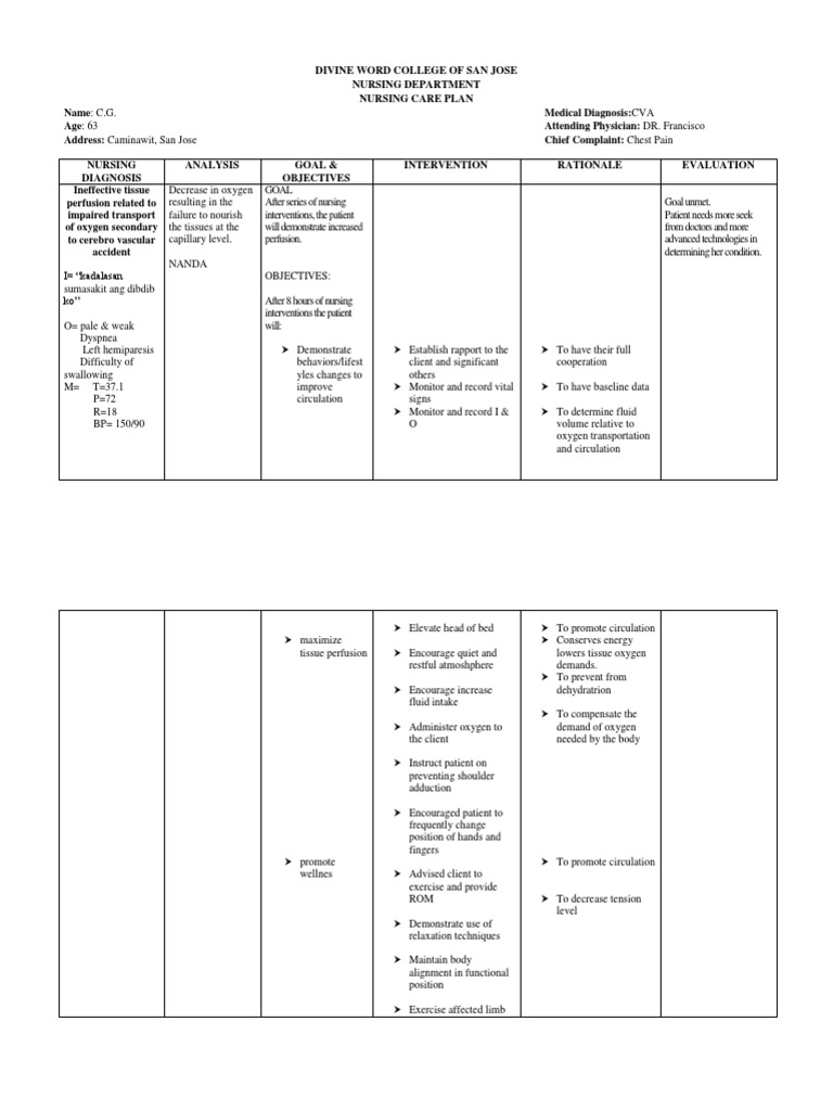 NCP Ischemic Stroke | PDF | Medicine | Diseases And Disorders