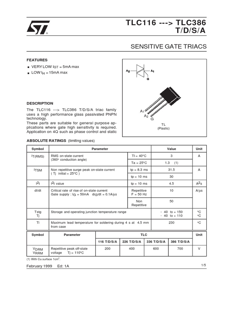 Data Sheet TLC 110 | PDF | Electrical Components | Physical Quantities