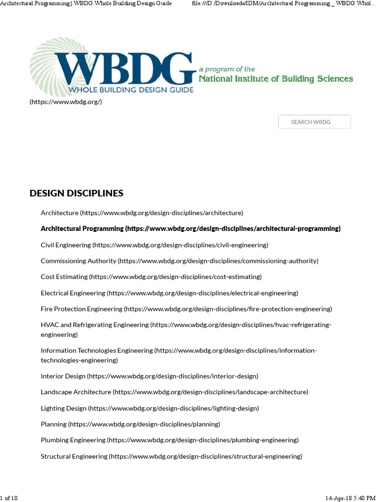 WBDG Architectural Programming - Am | PDF | Architect | Design