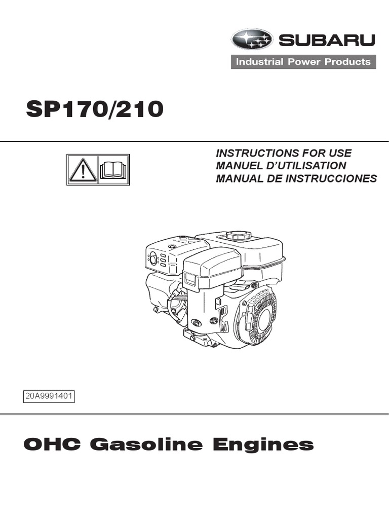 Subaru Engines Sp170 Sp210 Owners | Carburetor | Motor Oil