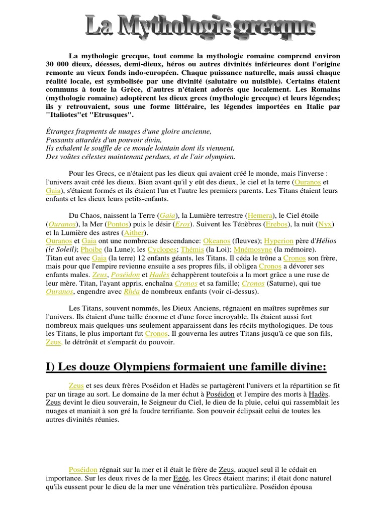 Zeus : Dieu Suprême de la Mythologie | PDF | Zeus | Religion de la ...
