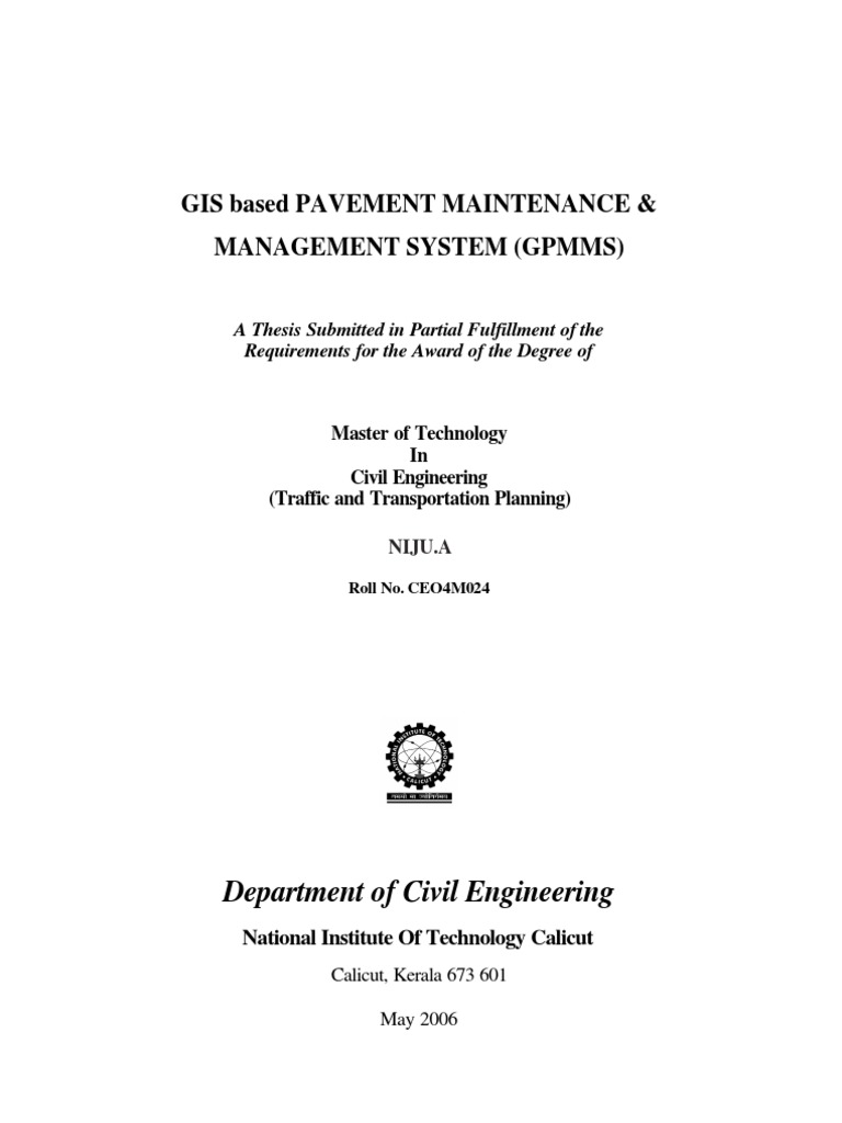 GIS Based PAVEMENT MAINTENANCE & MANAGEMENT SYSTEM (GPMMS) | PDF ...