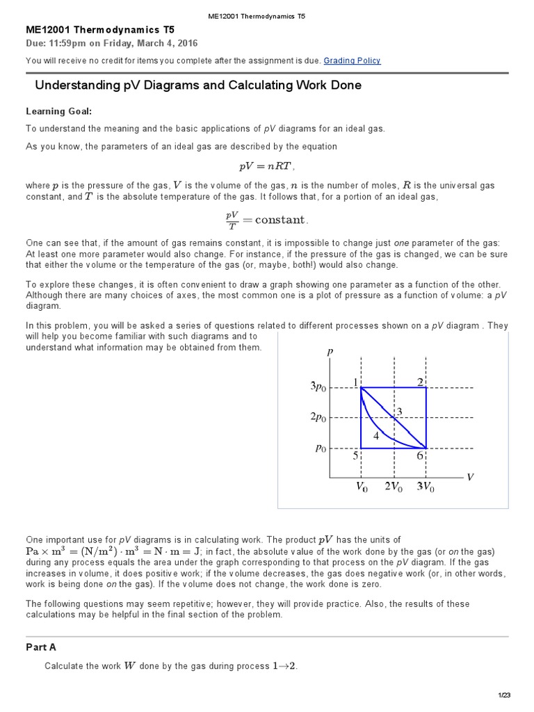MasteringPhysics ME12001 Thermodynamics Homework T5 | PDF | Heat | Gases