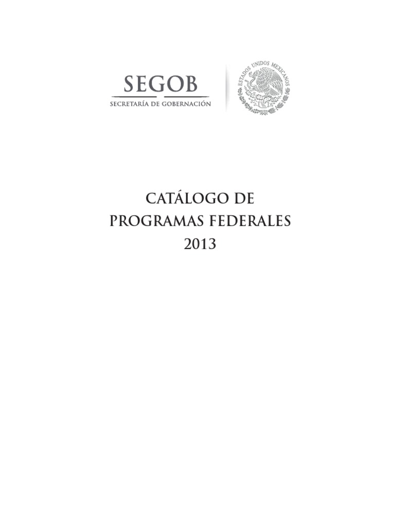 Catalogo de Programas Federales 2013 | Descargar gratis PDF | México ...