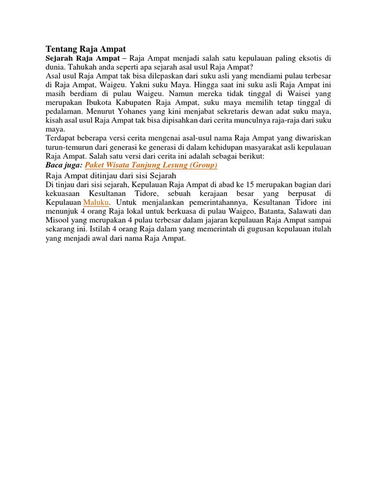 Tentang Raja Ampat 1 | PDF