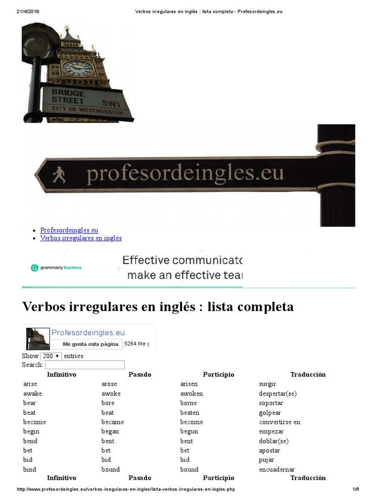 Verbos Irregulares en Inglés | PDF | Naturaleza