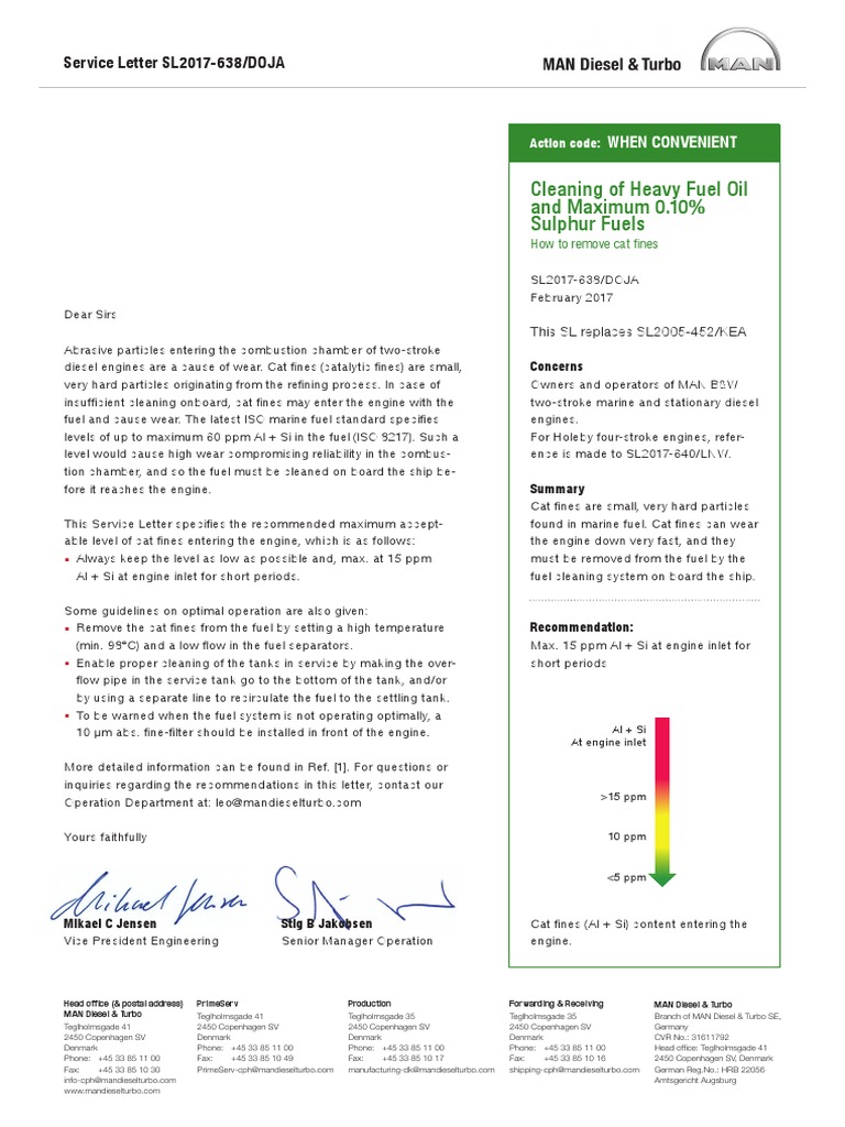 Cleaning of Heavy Fuel Oil and Maximum 0.10% Sulphur Fuels: Service ...