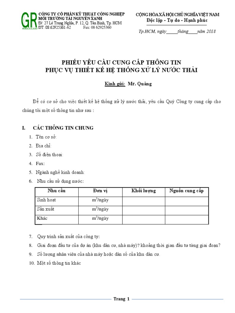 Phieu Cung Cap Thong Tin | PDF