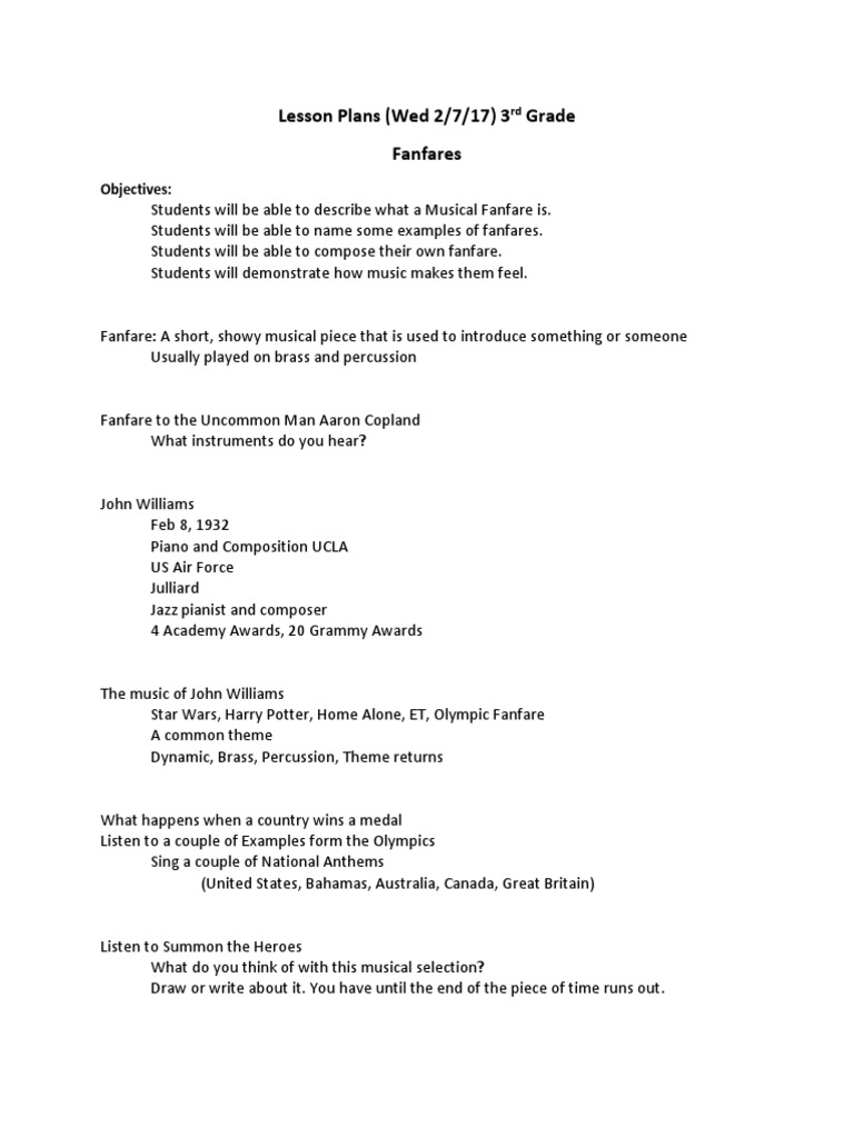 Lesson Plan Olympics | PDF