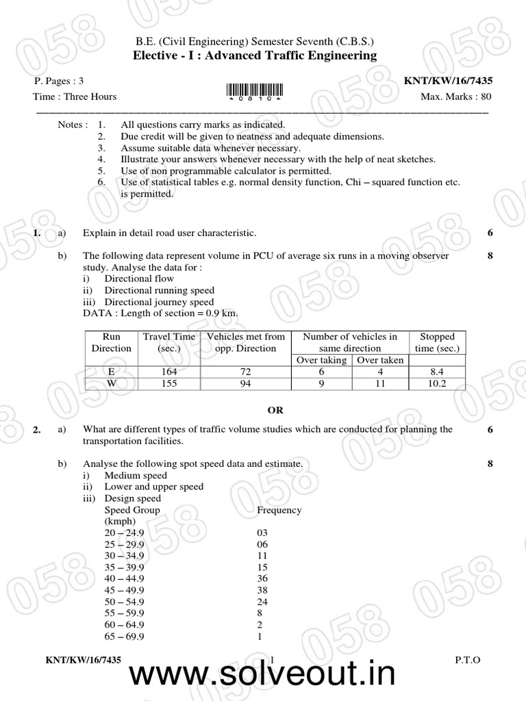 Elective I Advanced Traffic Engineering PDF | PDF | Traffic | Intersection (Road)