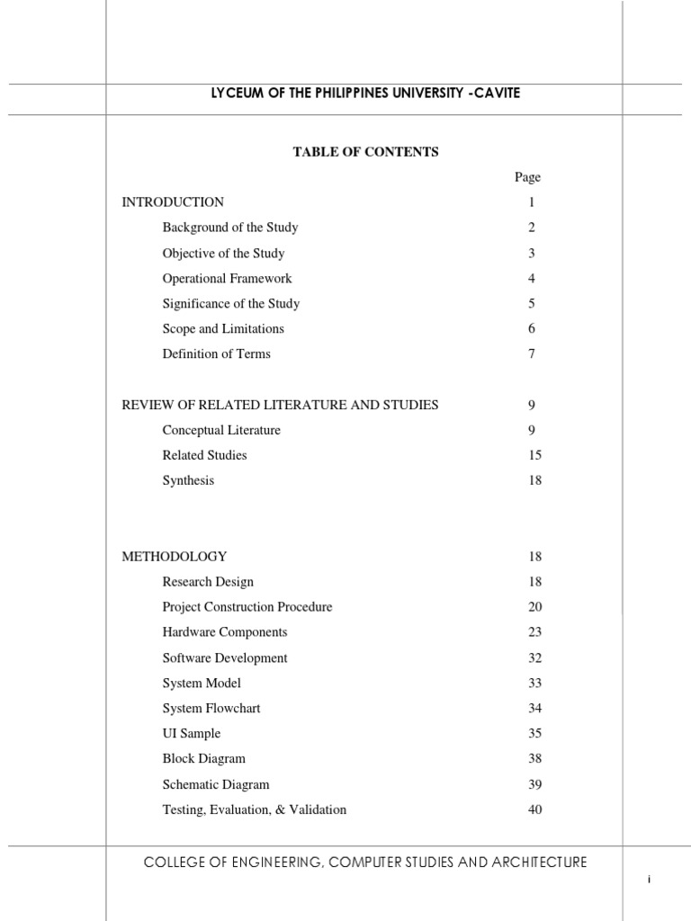 Thesis Chapter Table of Contents | PDF | Software Development | Systems Engineering