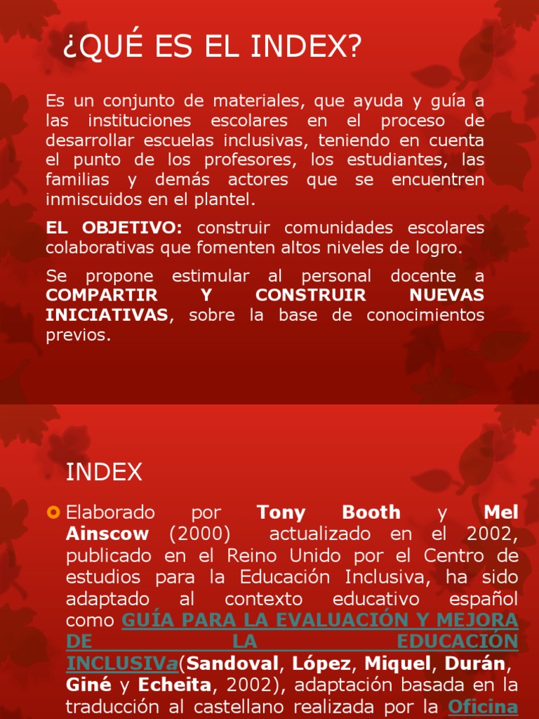 Qué Es El Index | PDF | Salón de clases | Maestros