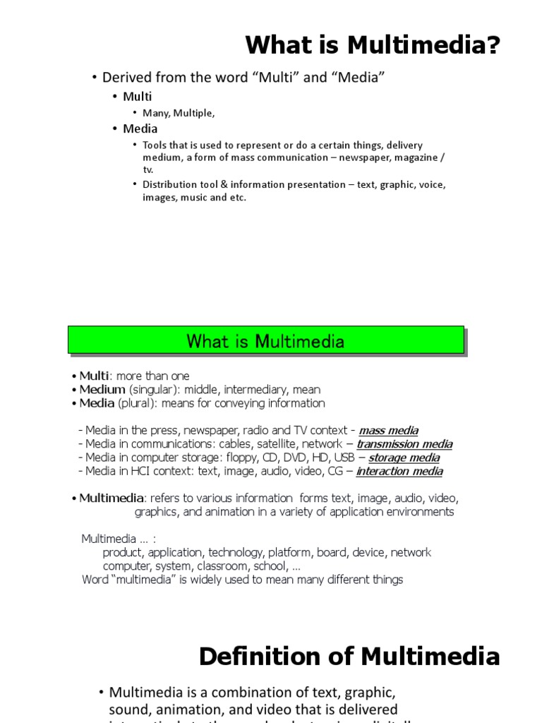 What Is Multimedia - Chapter 1 | PDF | Multimedia | Mass Media