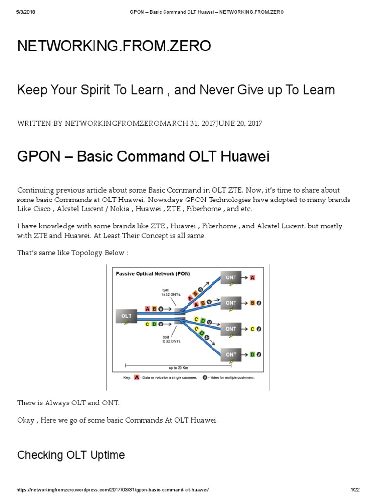 Comprehensive Guide to Basic Commands for Managing OLT and ONT Devices on a Huawei GPON Network ...