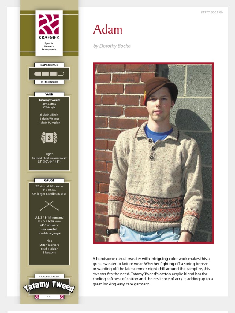 Adam Sweater | PDF | Basic Knitted Fabrics | Knitting