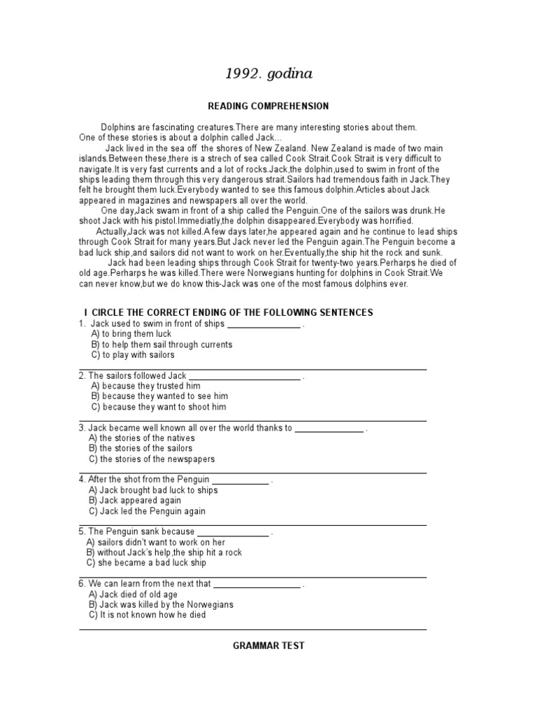 Godina: Reading Comprehension | PDF | Sailor