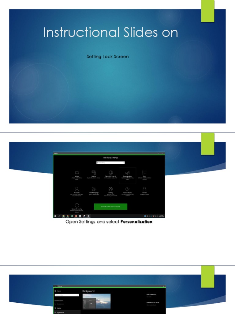 Instructional Slides On Lock Screen | PDF | Games & Activities | Art