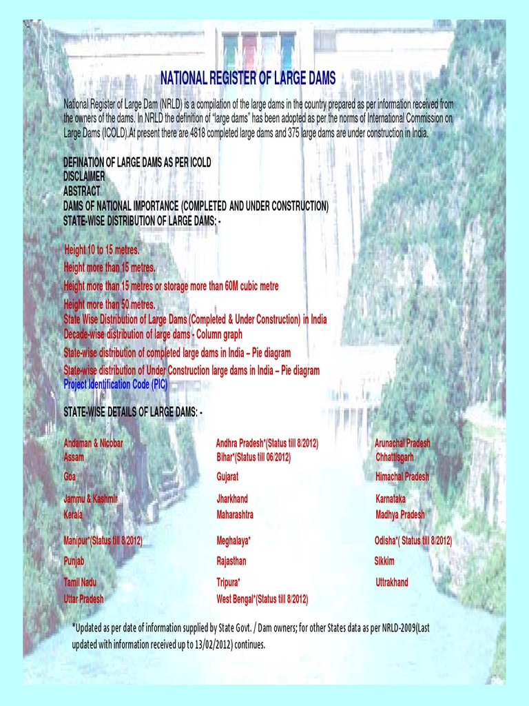 National Register of Large Dam - 2012 | PDF | Dam | Hydraulic Engineering