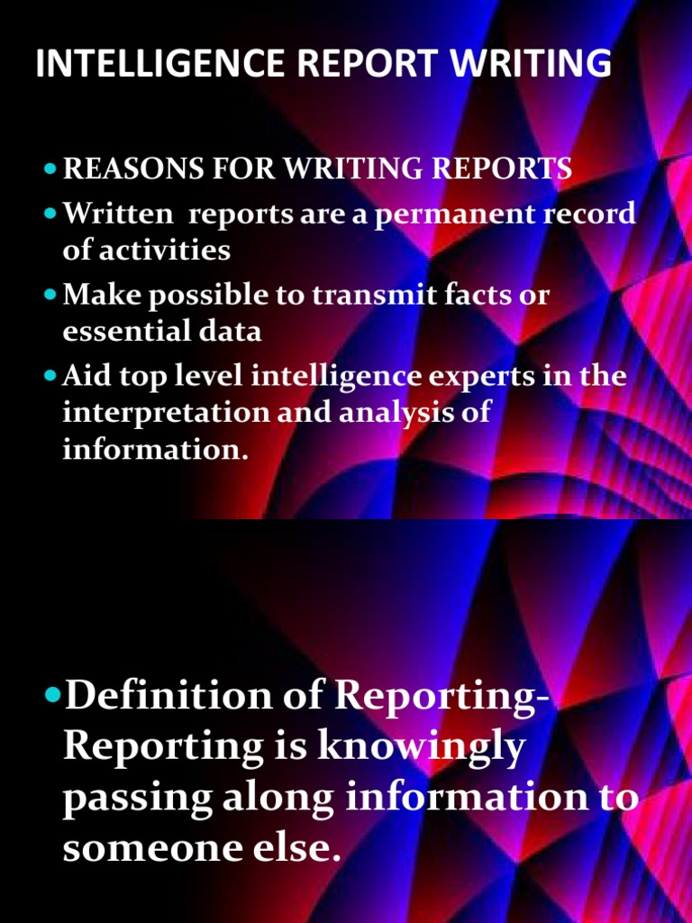 Intelligence Report Writing | PDF | Data | Understanding