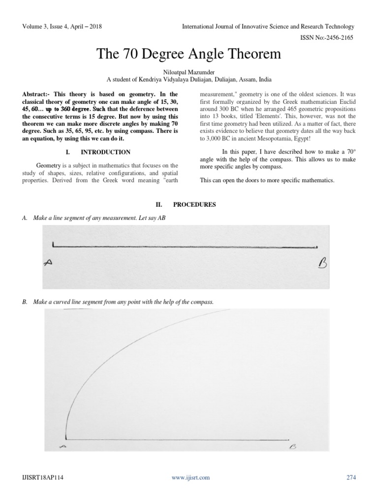 Constructing a 70° Angle with Compass | PDF | Circle | Geometry