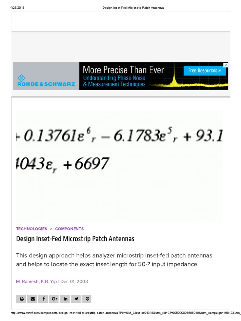 Design Inset-Fed Microstrip Patch Antennas PDF | PDF | Antenna (Radio ...