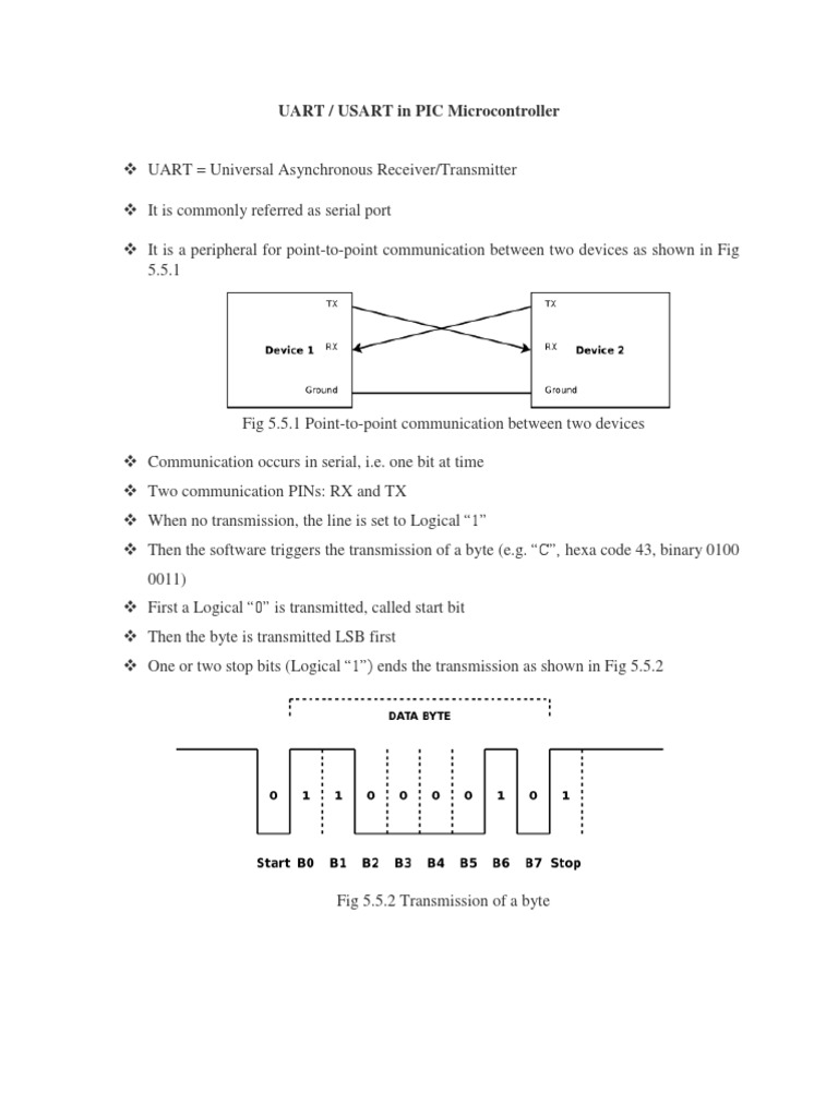 UART/USART Serial Communication in PIC Microcontrollers | PDF