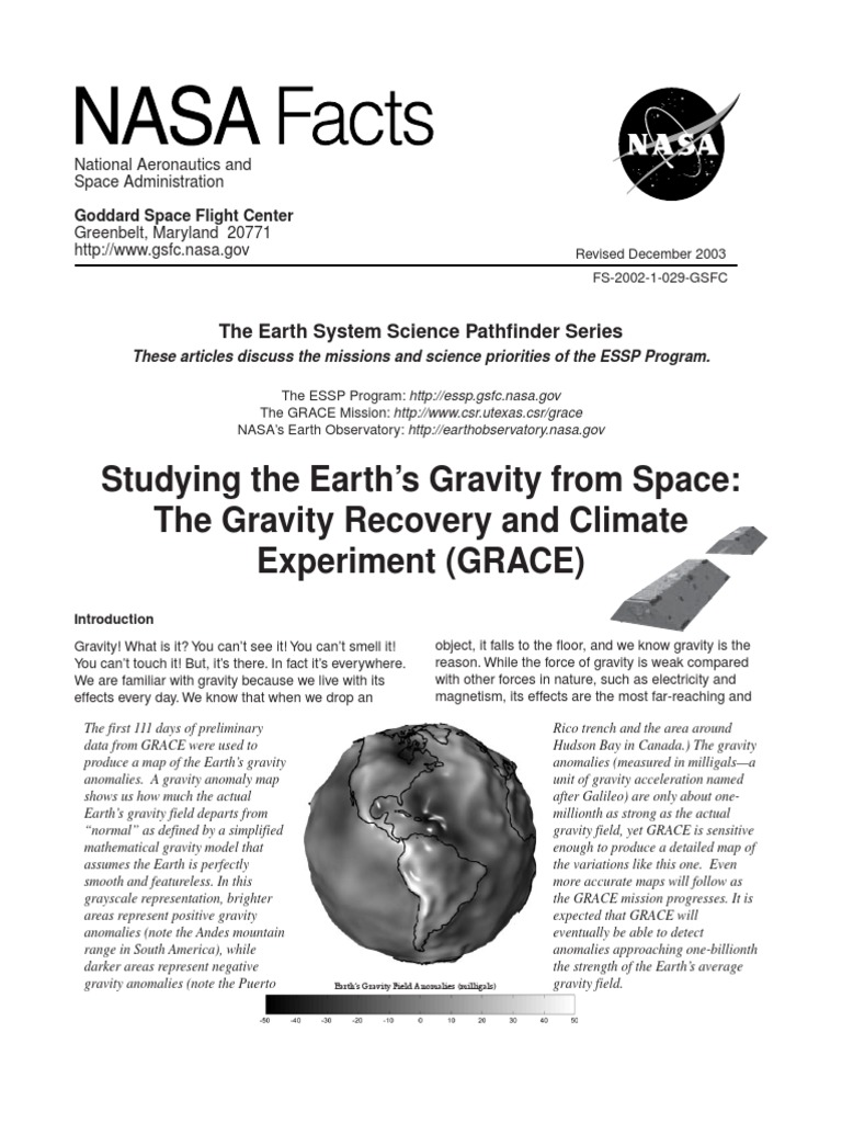 Studying The Earth's Gravity From Space: The Gravity Recovery and ...