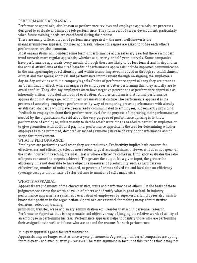 Performance Appraisal | Download Free PDF | Performance Appraisal | Goal