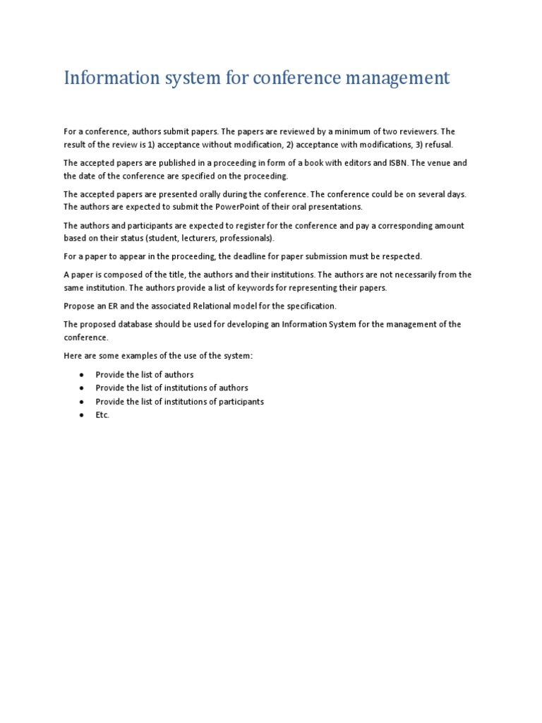 Conference Management System Overview | PDF