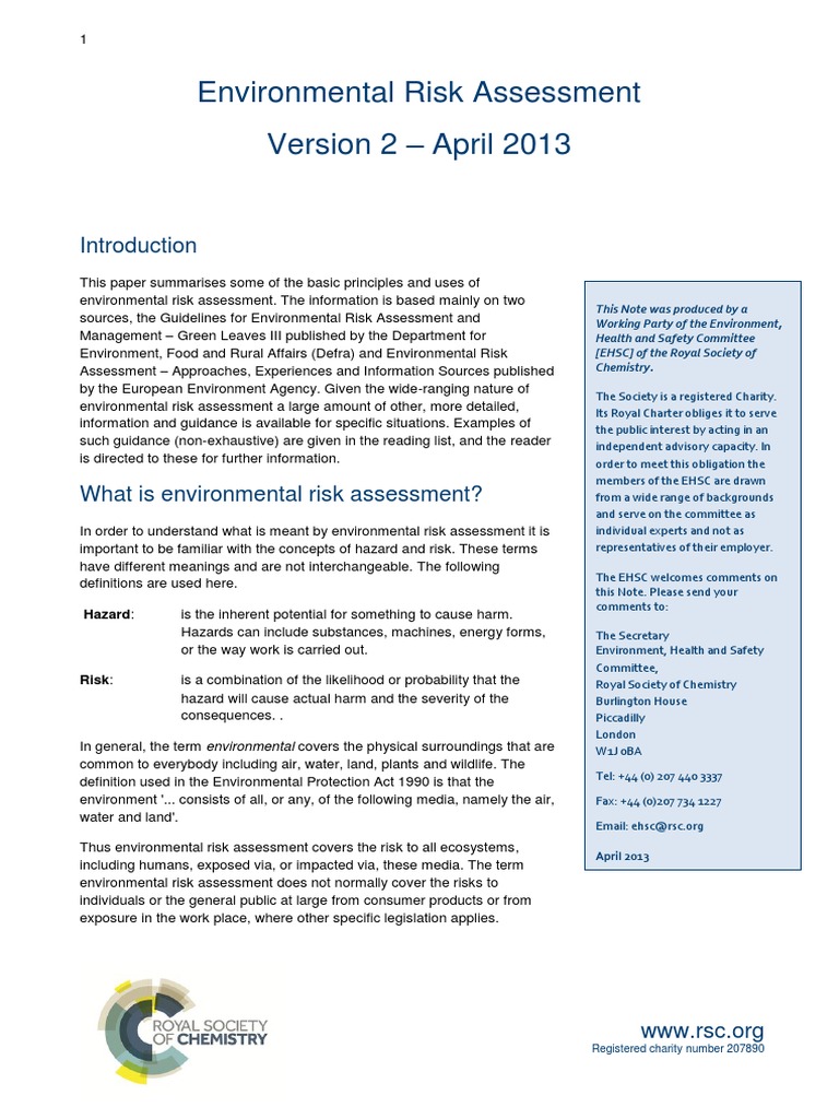 Environmental Risk Assessment Guide | PDF | Risk Assessment | Risk