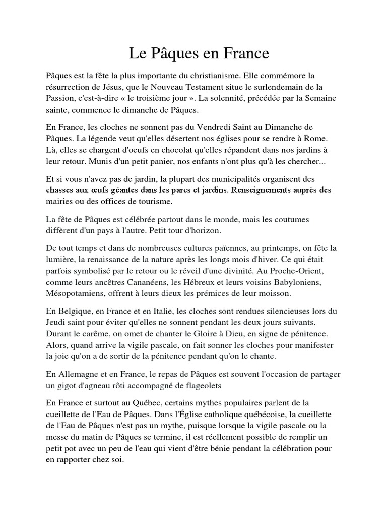 Pâques en France : Traditions et Coutumes | PDF