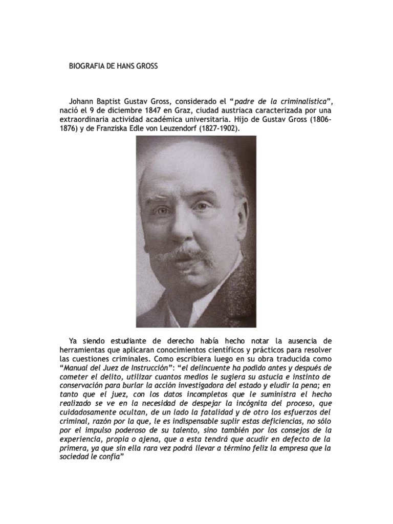 Biografia de Hans Gross | PDF | Naturaleza