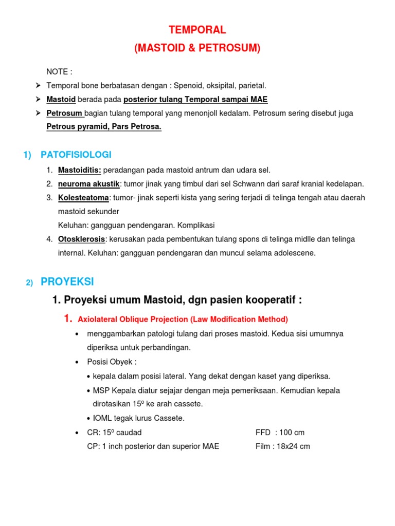 Prosedur Pemeriksaan Radiografi Mastoid Dan Petrosum | PDF