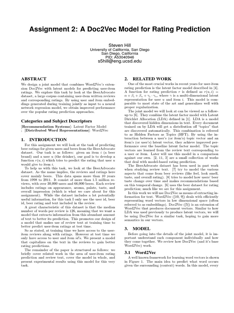 Doc2vec Explain | PDF | Artificial Neural Network | Machine Learning