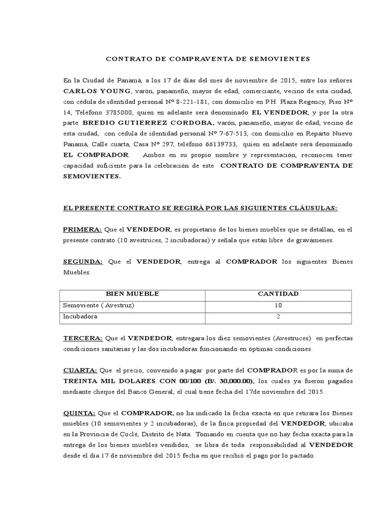 CONTRATO DE SEMOVIENTES.doc | Gobierno | Política | Prueba gratuita de ...