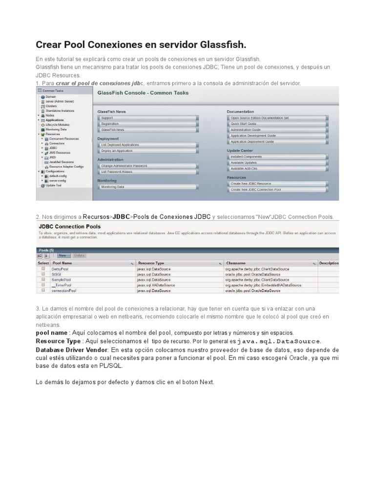 JAVA - Crear Pool de Conexiones Con Glassfish | PDF | Java (lenguaje de programación) | Oracle ...