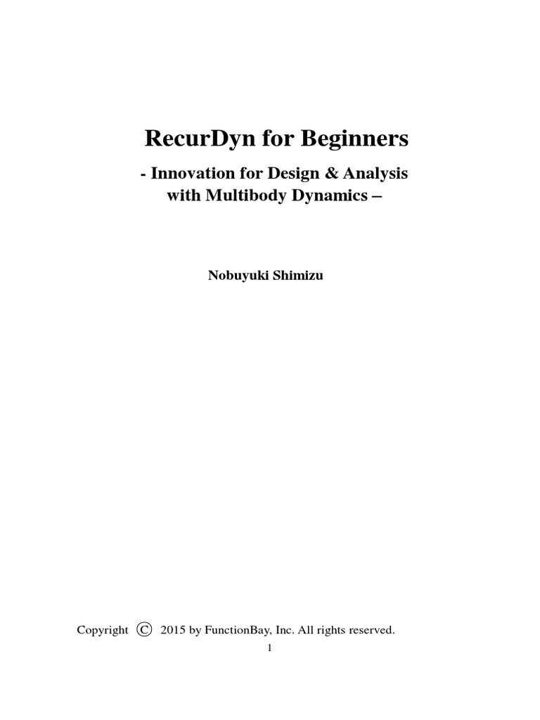 RecurDyn For Beginners | PDF | Finite Element Method | Equations Of Motion