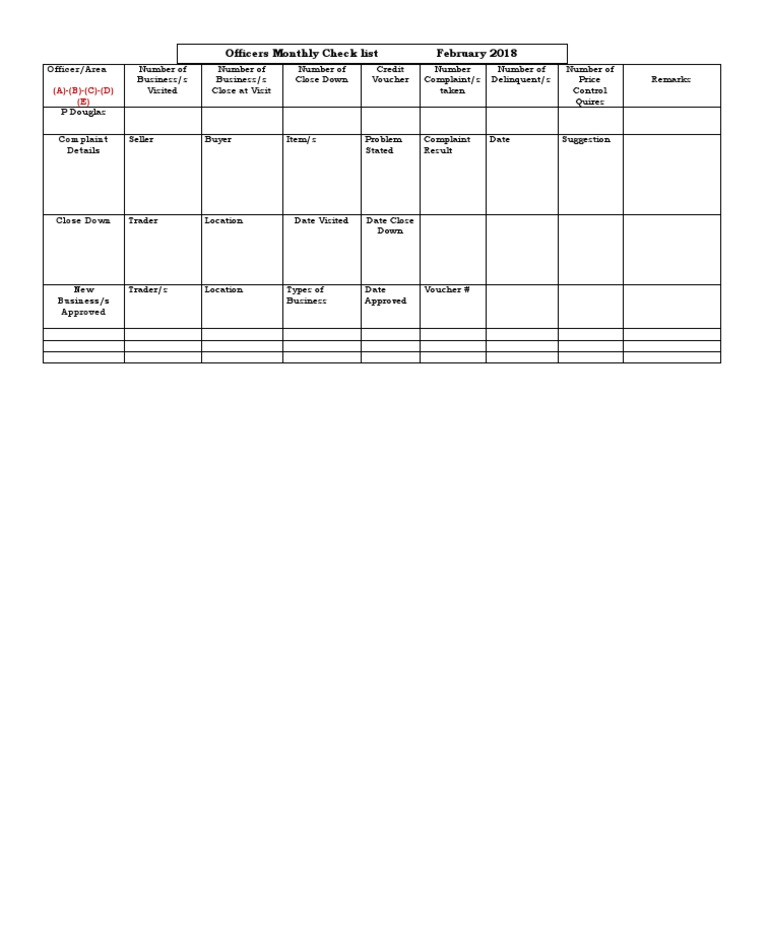 Report Blank Montly | PDF