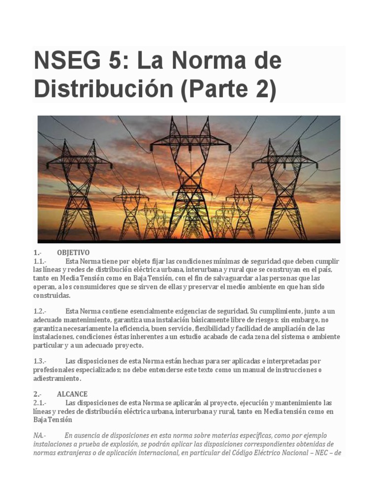 NSEG5-La Norma de Distribución-Parte2 | PDF | Distribución de energía eléctrica | Subestacion ...