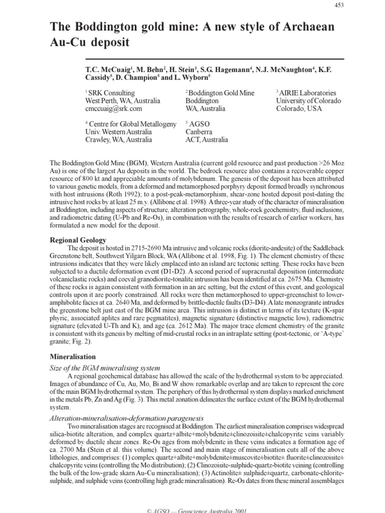 Boddington Gold Mine: Archaean Insights | PDF | Petrology | Rocks