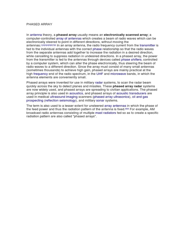 Antenna Array of Antennas Transmitter Phase | PDF | Science & Mathematics