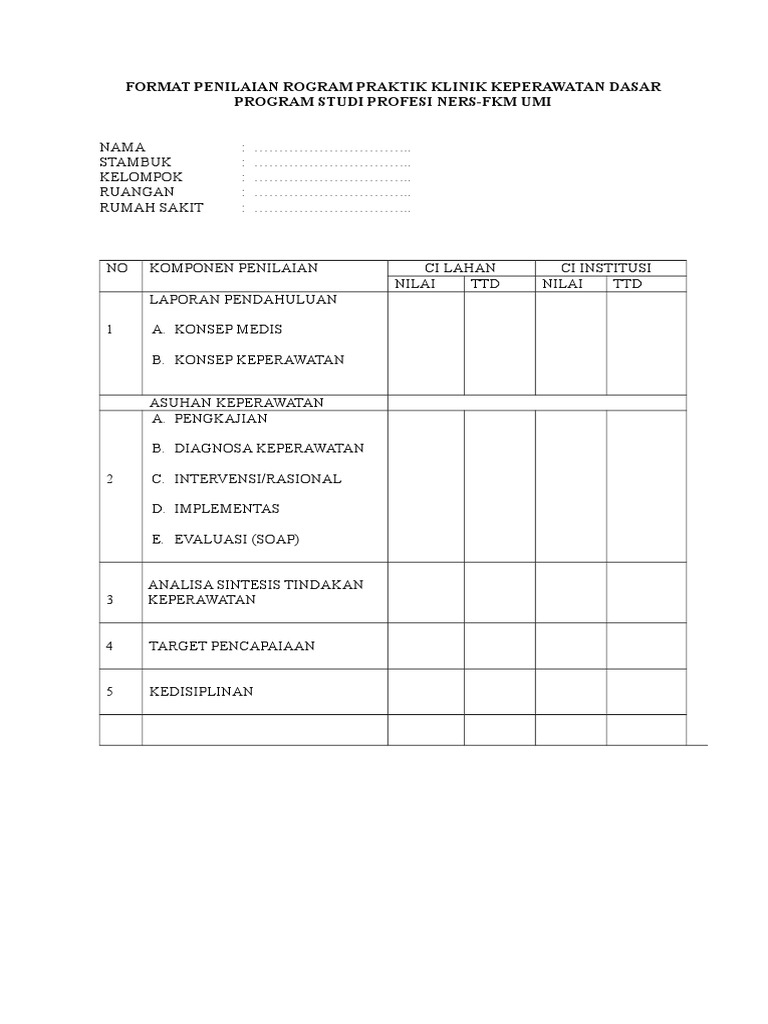 Format Penilaian | PDF