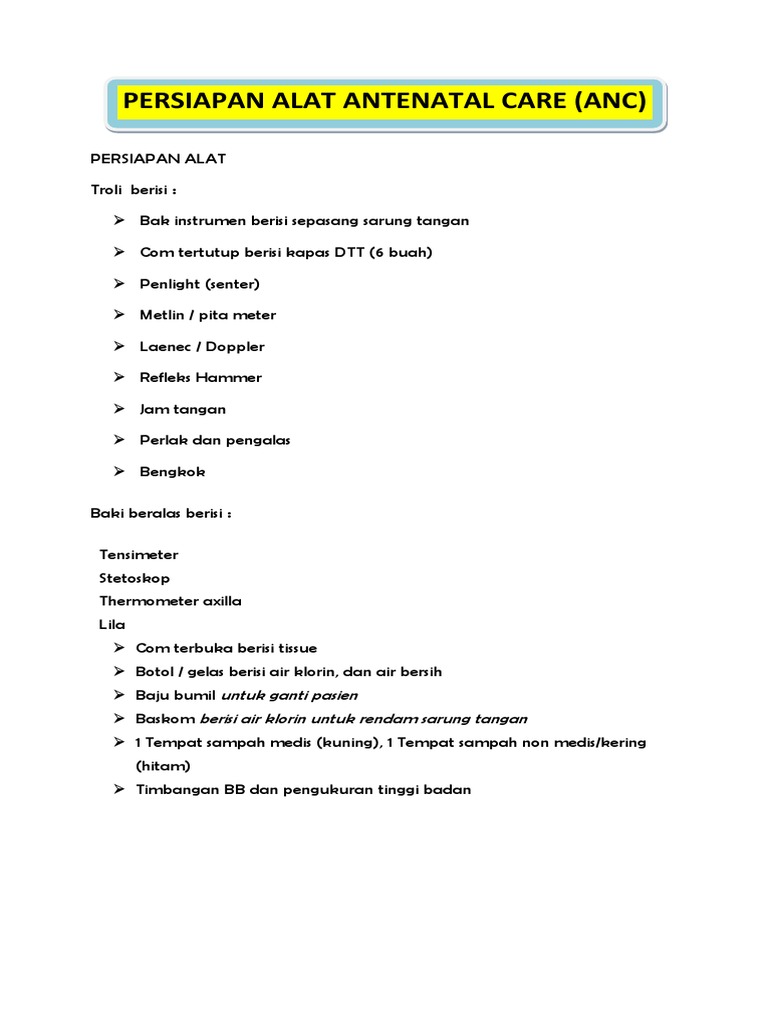 Persiapan Alat Anc | PDF