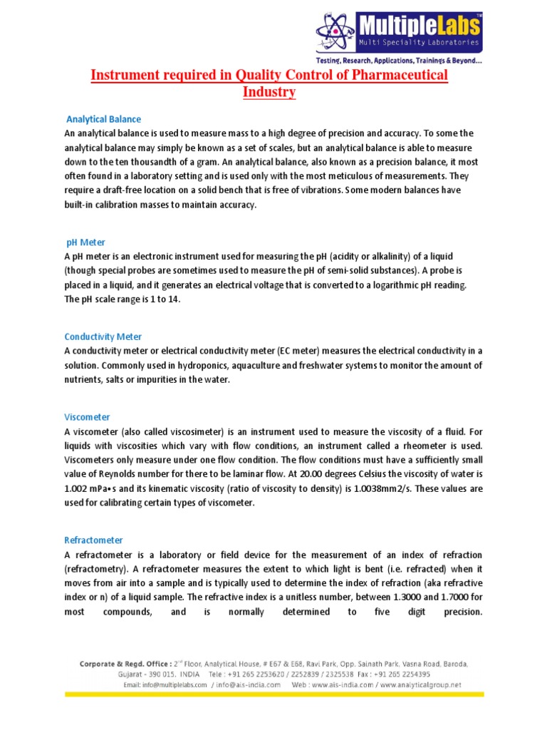 QC Instruments in Pharmaceutical Industry | PDF | Ultraviolet–Visible ...