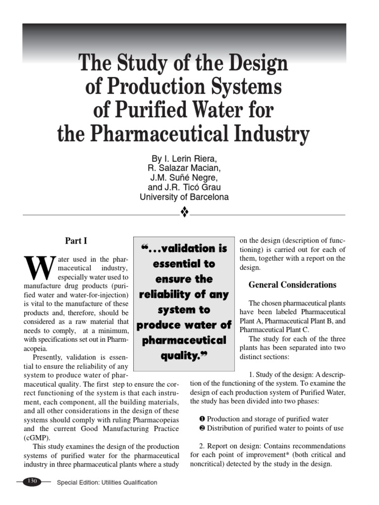 The Study of The Design of Production Systems of Purified Water For The ...