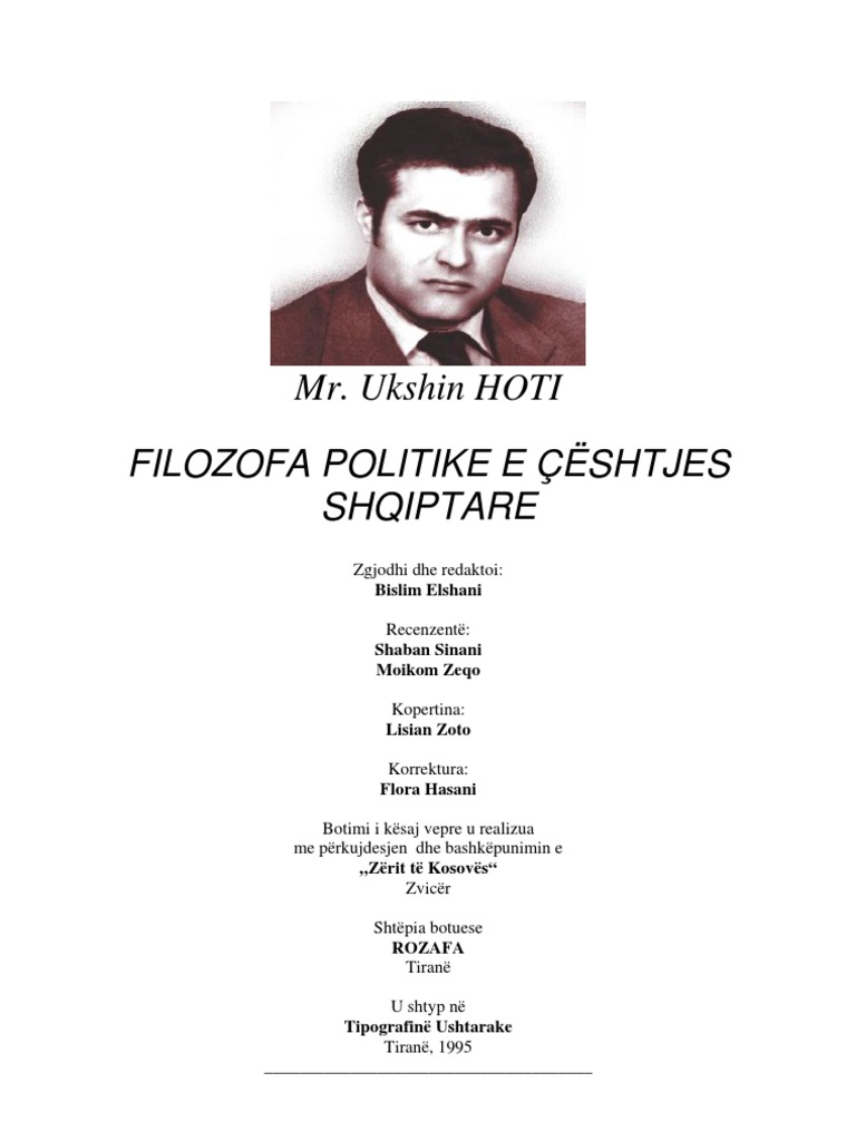 Ukshin Hoti Filozofia Politike e Çështjes Shqiptare | PDF