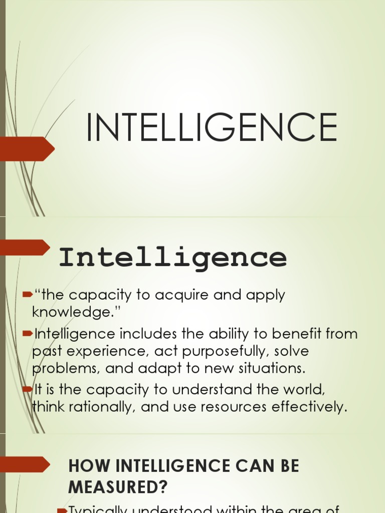 Intelligence | PDF | Intelligence Quotient | Intelligence