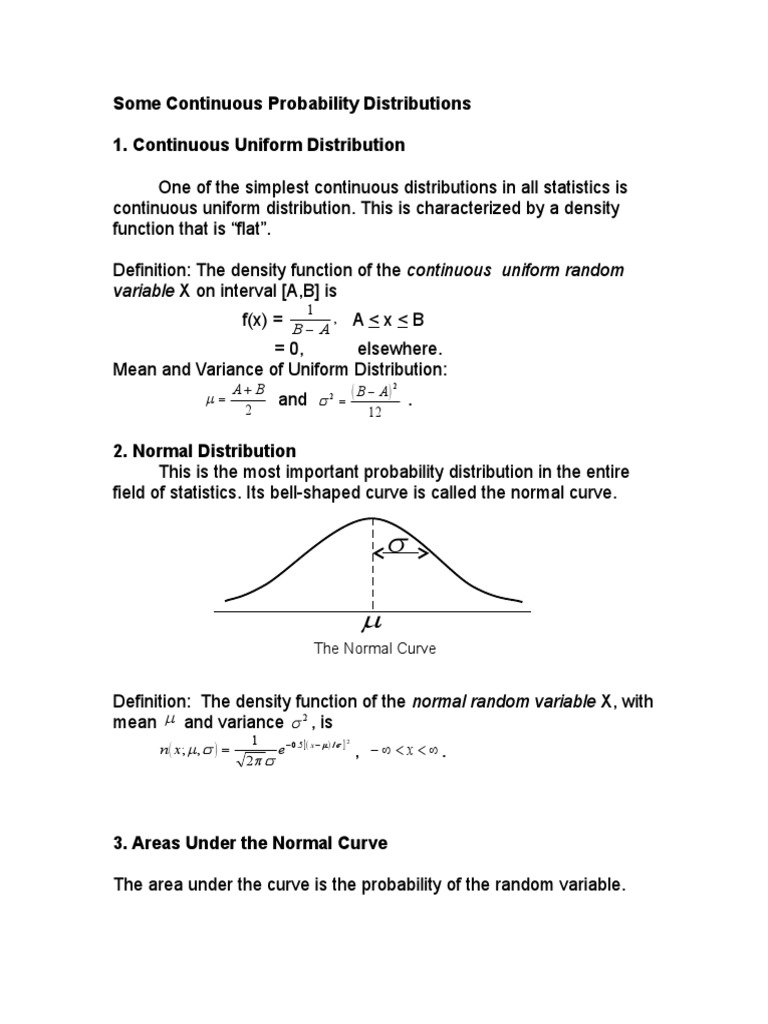 Continuous Probability Distributions.doc | Normal Distribution | Probability Distribution