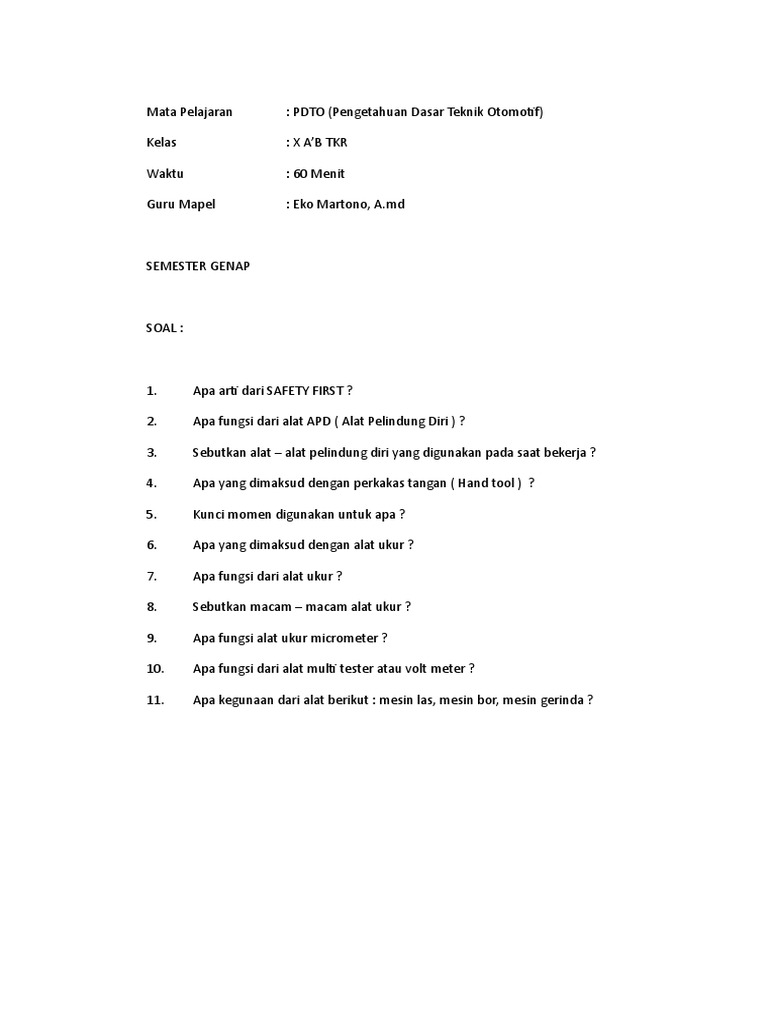 Soal PDTO | PDF